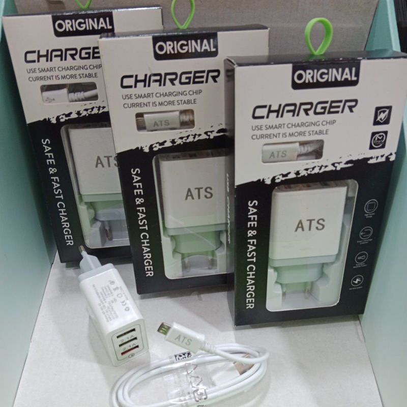 Jual Travel charger Ats 3 usb Original Safe & Fast charger | Shopee ...