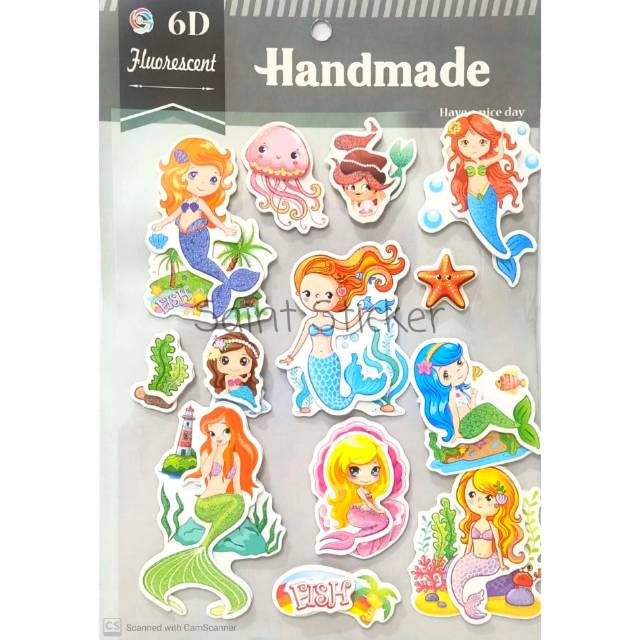 Jual Sticker Timbul Gambar Tempel Stiker Anak 3D Besar Karakter Mermaid ...