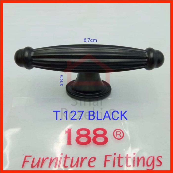 Jual Tarikan 127 BLACK Knob Hitam Gagang Handle Laci Pintu Lemari ...
