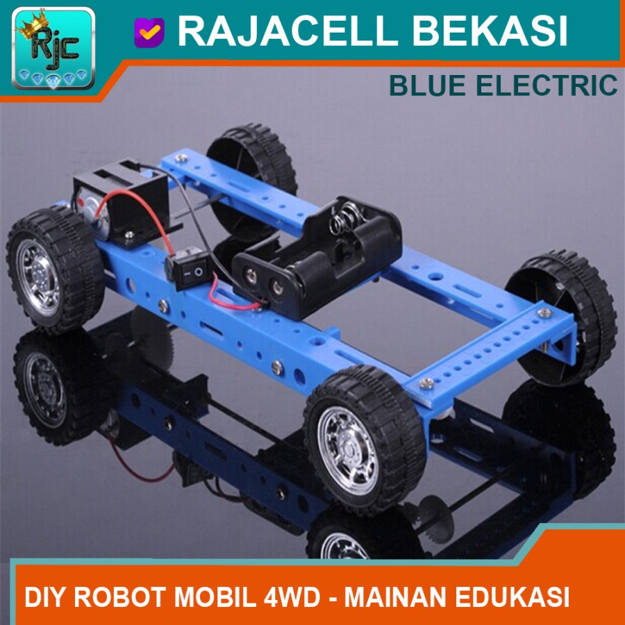 Jual Mainan Edukasi DIY Robot Mobil 4WD Blue Electric Car Electronik ...