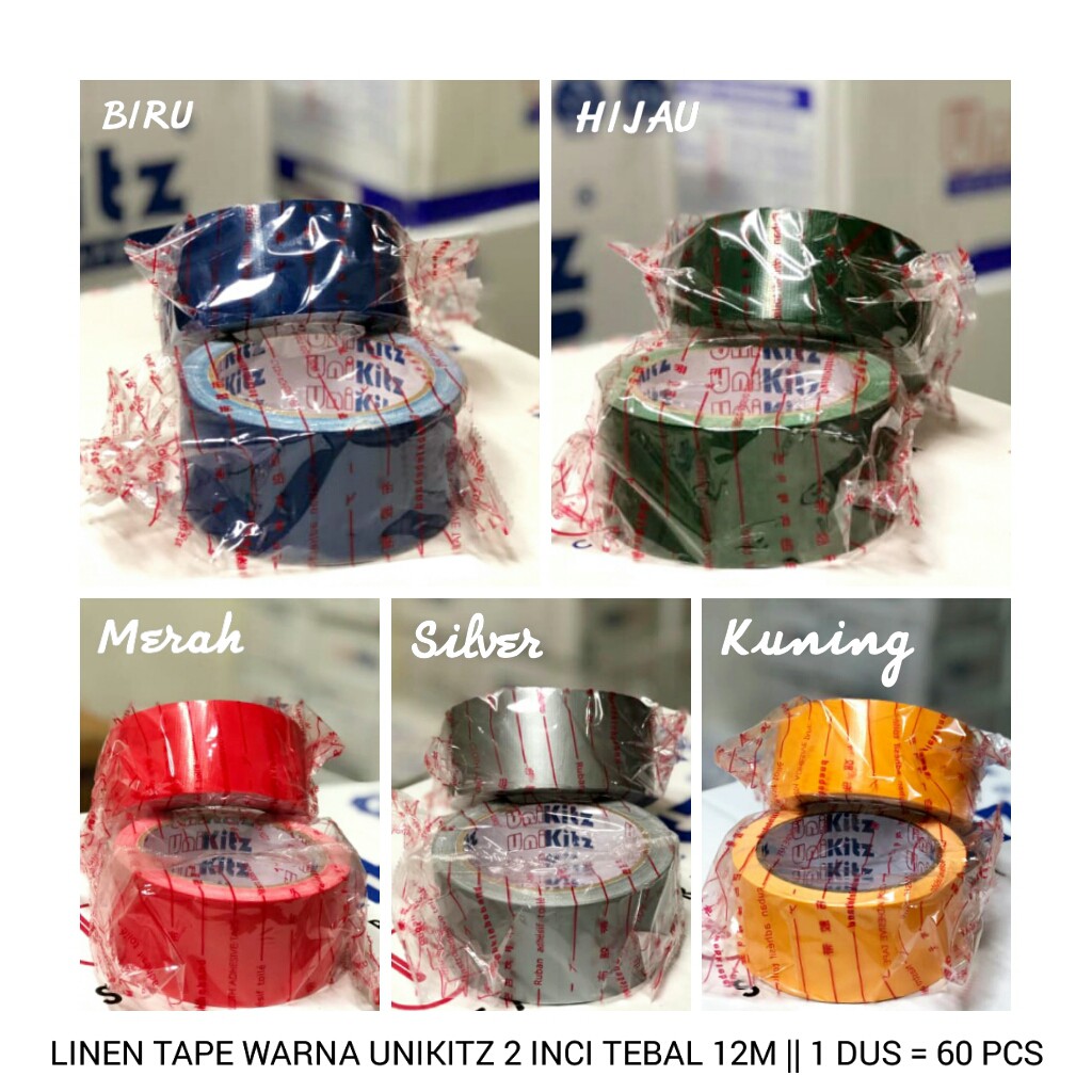 Jual Linen Tape Warna Unikitz 2 Inci Tebal 12M/Cloth Tape/Lakban Warna ...