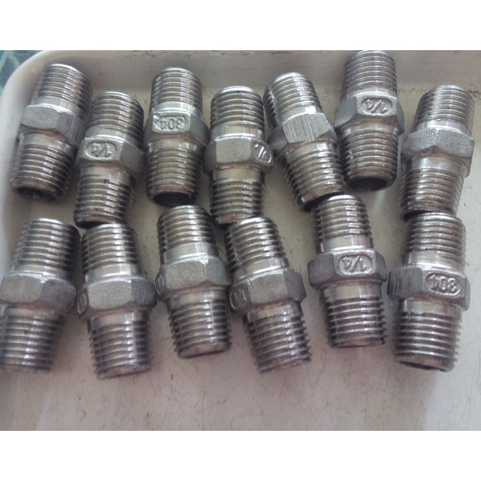 Jual Double Nipple 1/4" ss 304 class 150 hex nepel stainless inch | Shopee Indonesia