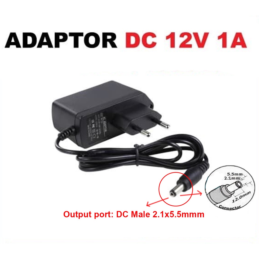Jual Adaptor Power Supply Input AC 220V Output DC 12v 1A | Shopee Indonesia