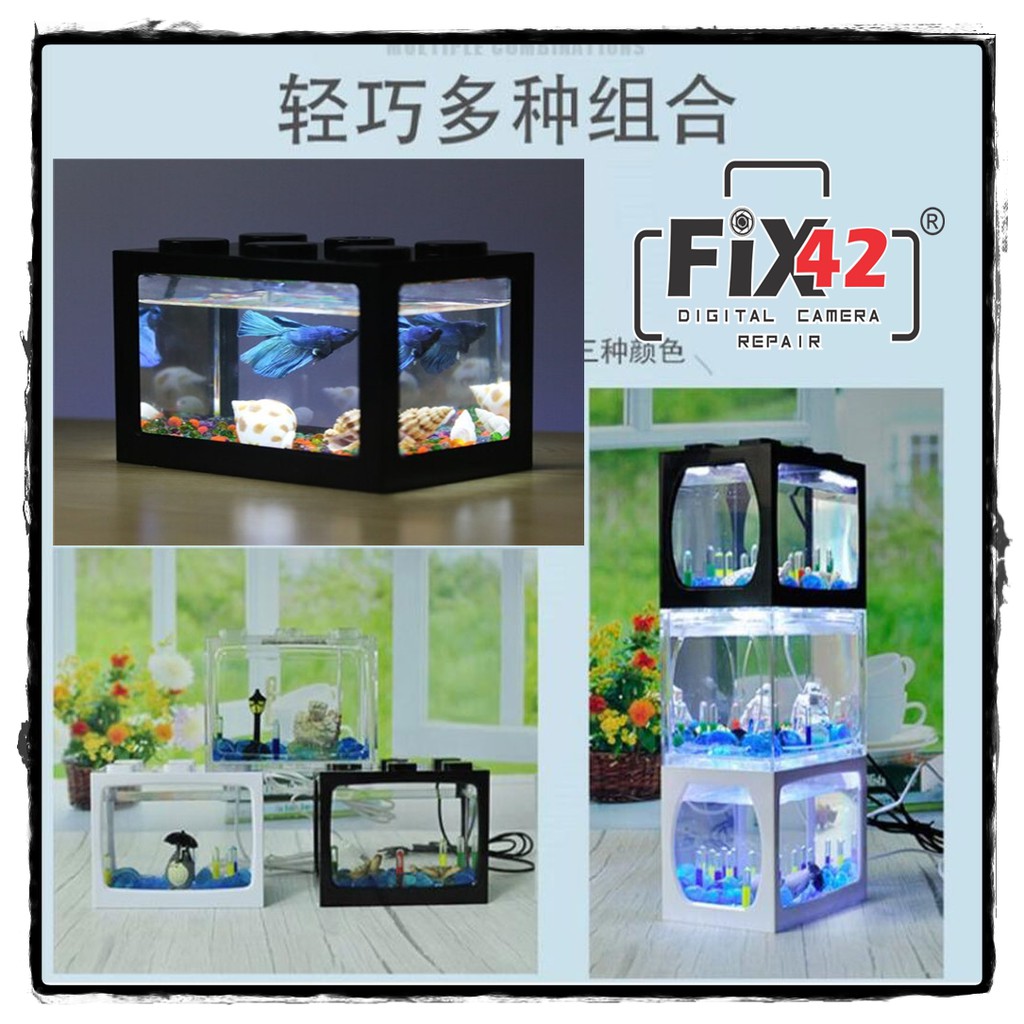 Jual Aquarium Akuarium Mini Ikan Cupang Lego Block with Colorful LED ...