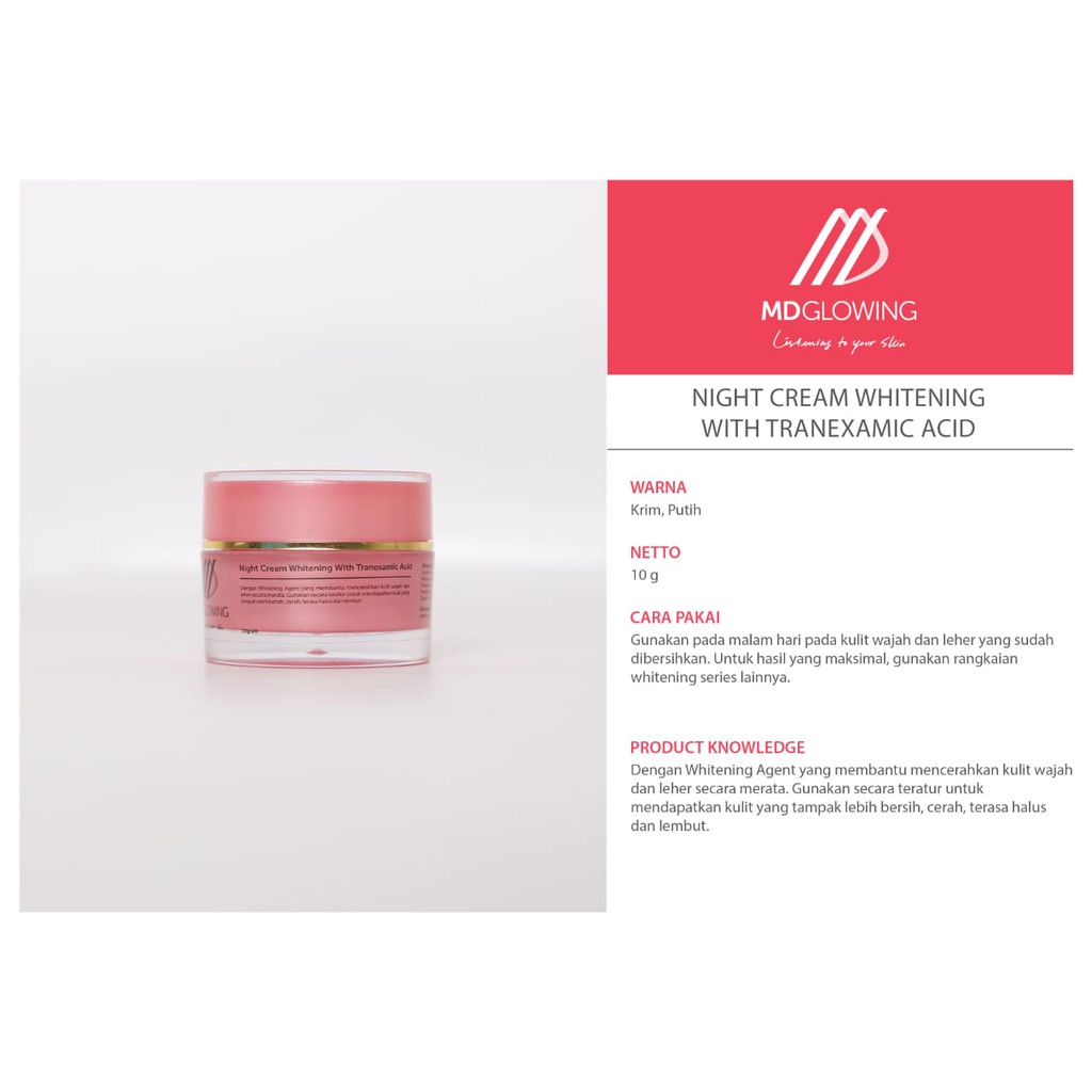 Jual Night Cream Whitening With Tranexamic Acid by MD Glowing MDGlowing ...