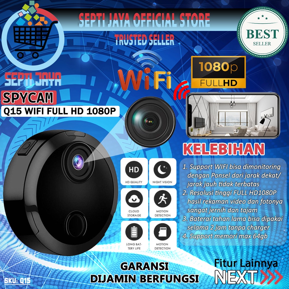 Jual Camera Q15 WiFi 1080P 4K IP Cam Mini Wireless Terkecil Control ...