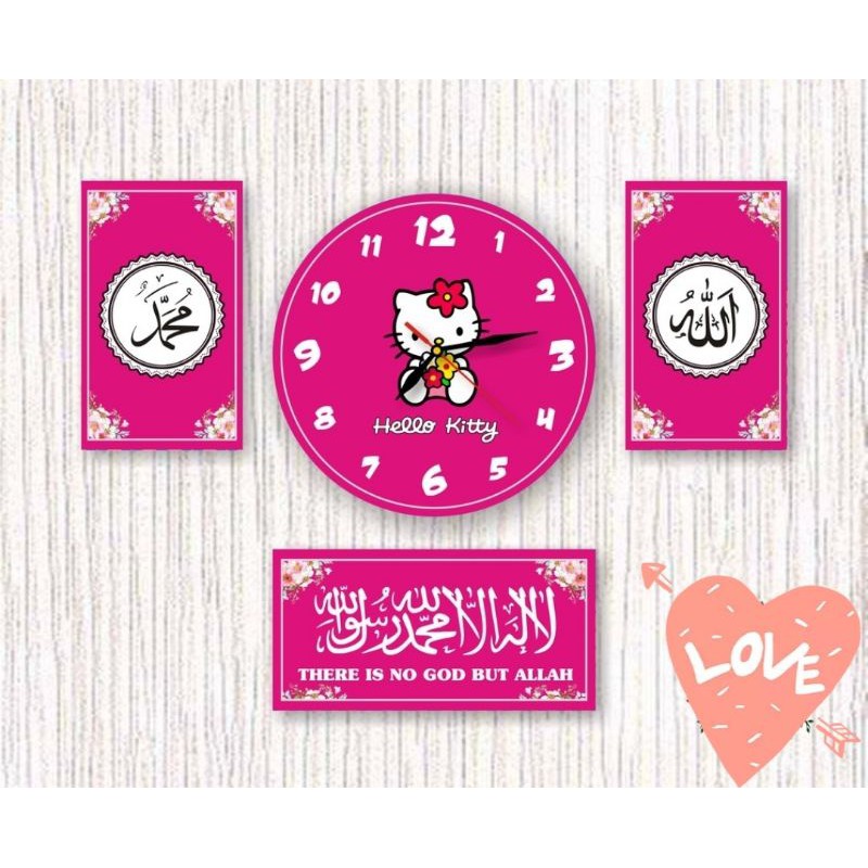 Jual Paket Jam dinding pink Hello Kitty | Shopee Indonesia