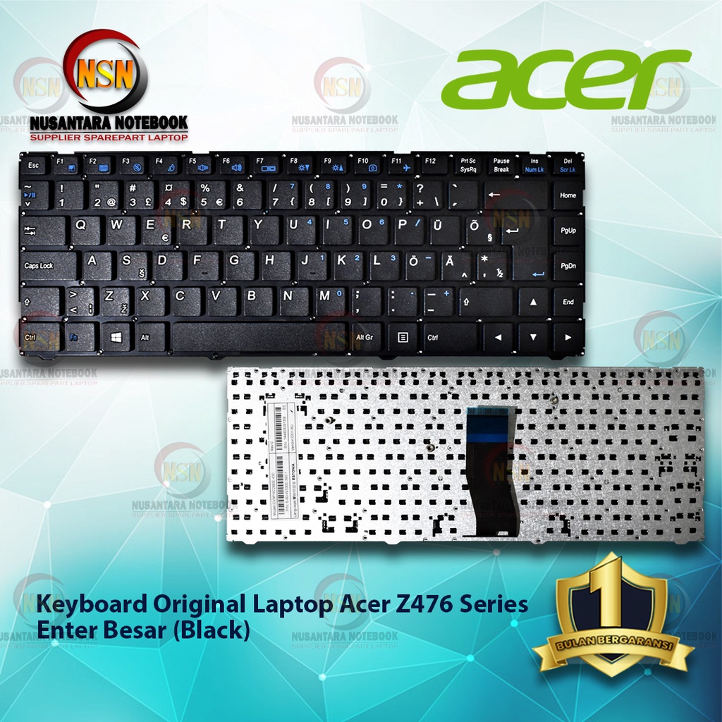 Jual Keyboard Original Laptop Acer Z476 Series Enter Besar (Black ...