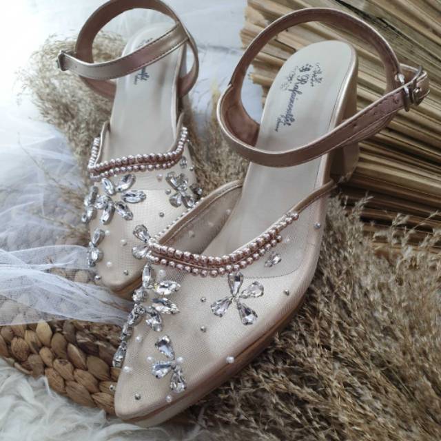 Jual Sepatu wedding bella wanita rosegold 7cm | Shopee Indonesia