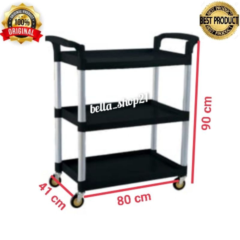 Jual krisbow rak troli barang atau troli makanan plastik 3 tingkat ...