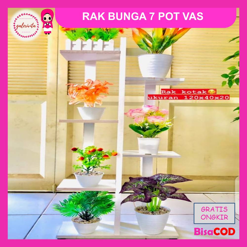 Jual Rak Bunga Susun Kayu Warna / Rak Bunga Minimalis Flower Stand ...
