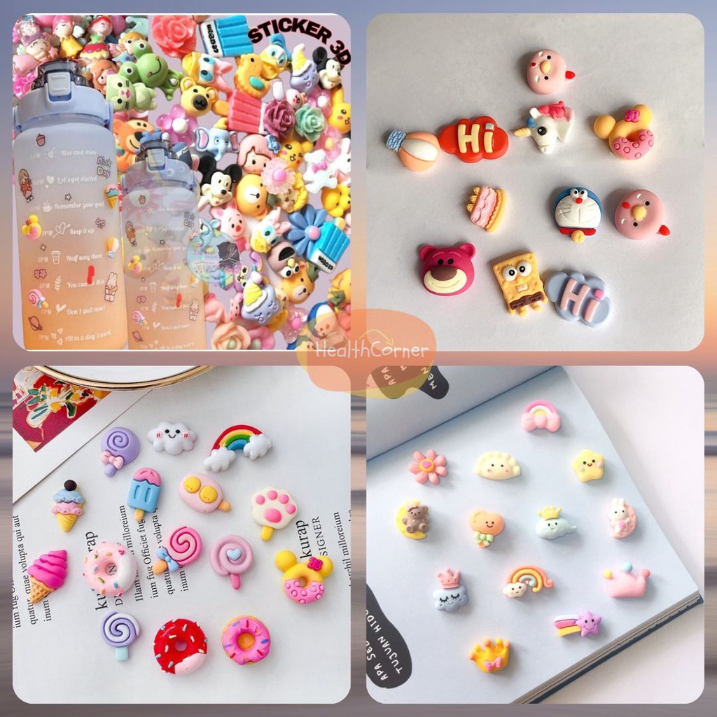 Jual Stiker 3D / 2D Botol Minum Karakter / Sticker Tempel Buku Tumbler ...