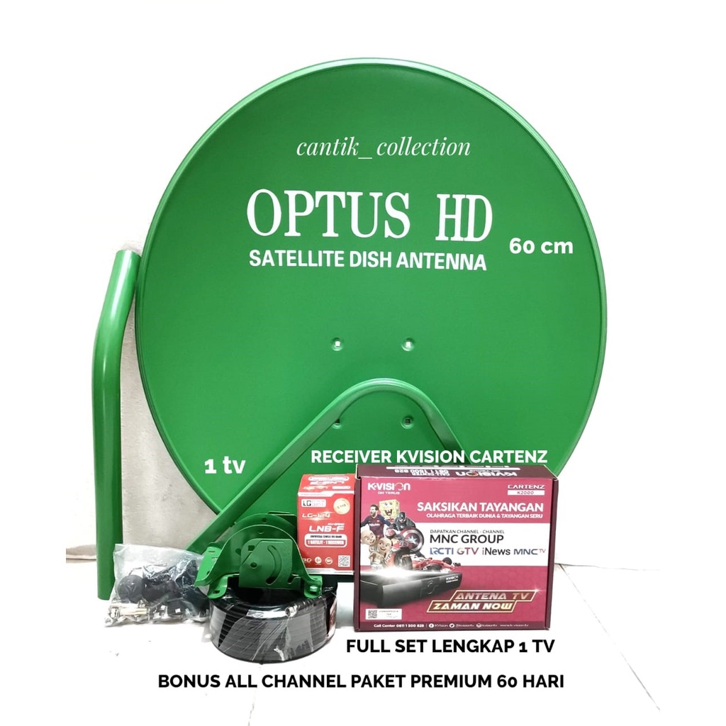 Jual Parabola Mini Optus Hijau 60 cm Full Set Paket Receiver Kvision & Gol | Shopee Indonesia