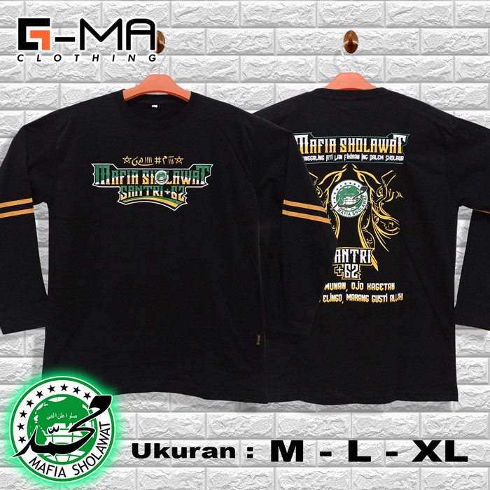 Jual Baju Dewasa Kaos Mafia Sholawat Santri +62 Kaos Oblong Tangan ...