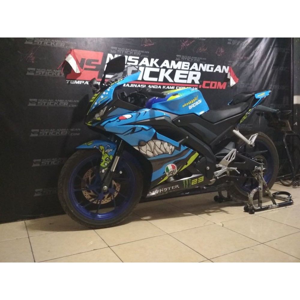 Jual Decal Motor Sticker Motor Yamaha R15 V3 Shark Biru 001 Termurah ...
