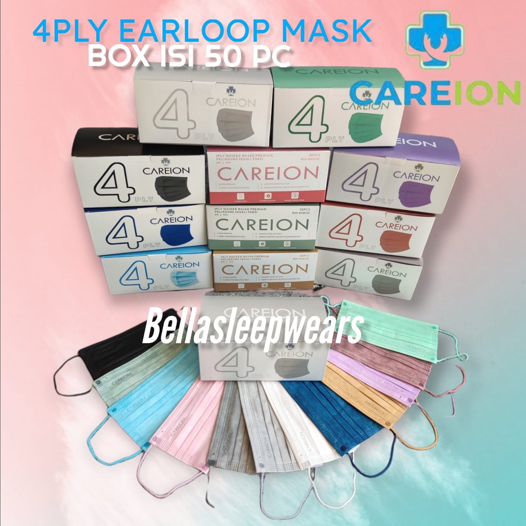 Jual BELLA = MASKER 4PLY CAREION EMBOS EARLOOP MASK BOX ISI 50 PC ...