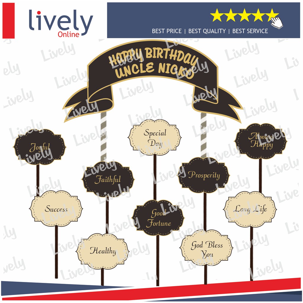Jual CAKE TOPPER KARAKTER HIASAN KUE HBD HAPPY BIRTHDAY CUSTOM NAMA ...