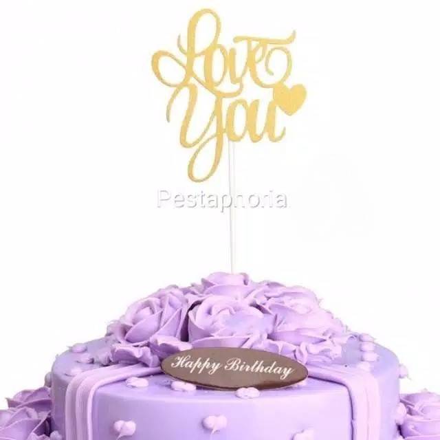 Jual Cake Topper Love You Warna Gold | Shopee Indonesia