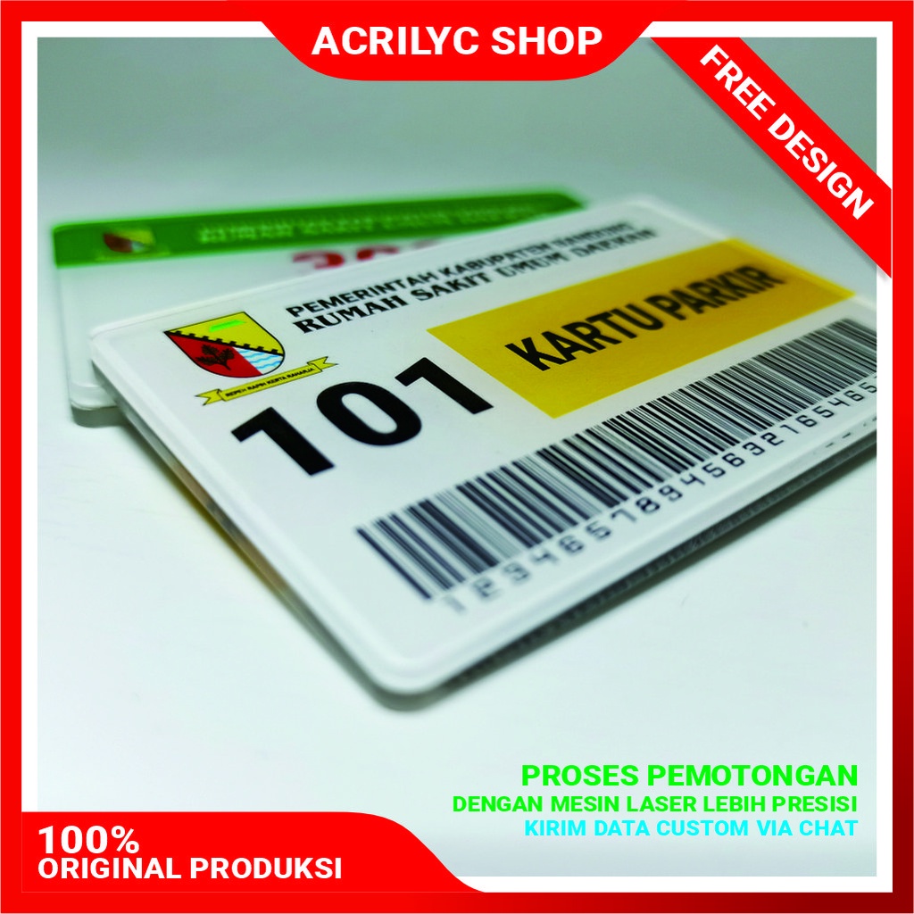 Jual CUSTOM Kartu Parkir Bahan Acrilik Full Color Ukuran free design ...