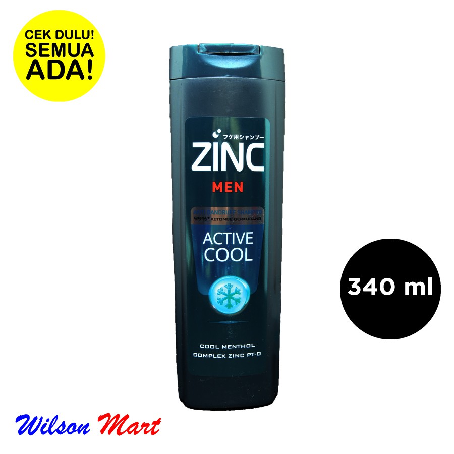 Jual ZINC SHAMPOO MEN ACTIVE COOL MENTHOL 340 ML | Shopee Indonesia