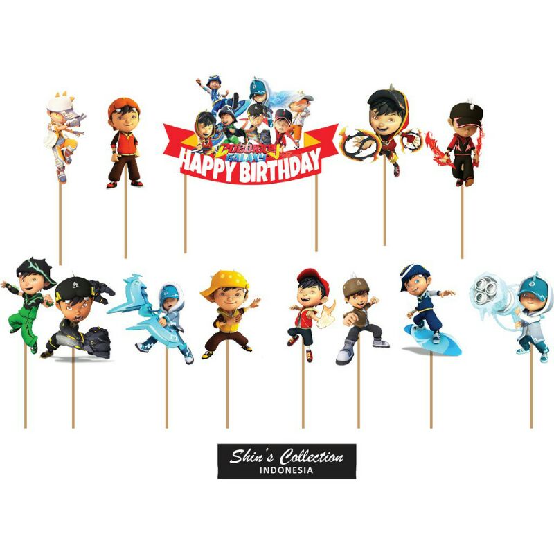 Jual Cake topper Boboiboy Boboi Boy 1 set isi 13 pcs | Shopee Indonesia