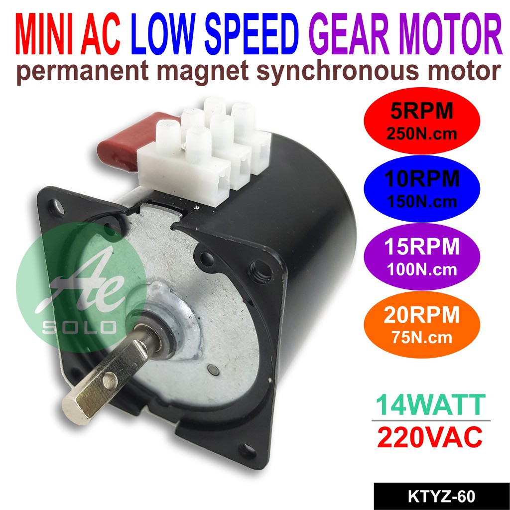 Jual Miniature AC Low Speed Gear Motor Synchronous Motor 14W 220V 2 ...