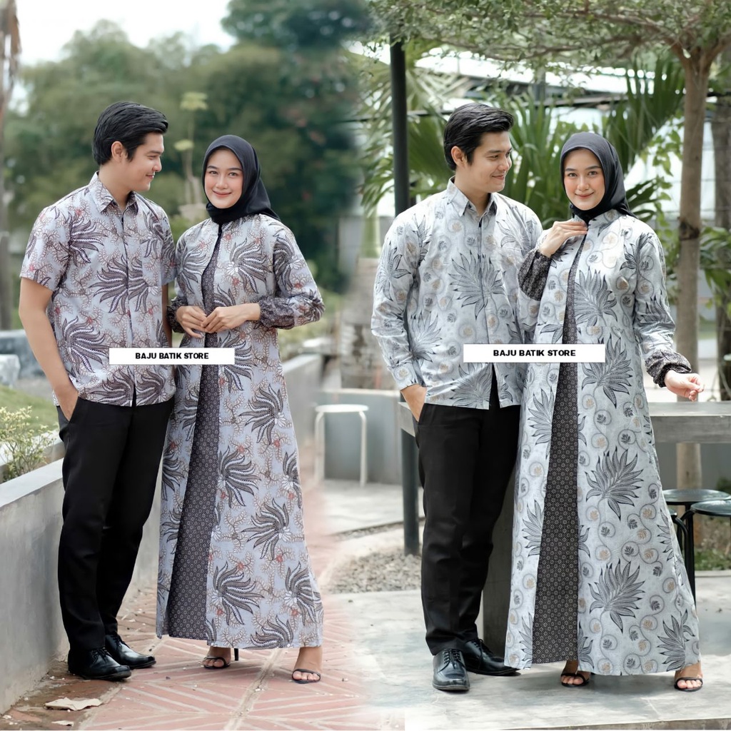 Jual Baju Batik Gamis Sarimbit Couple Pasangan Kondangan Modern ...