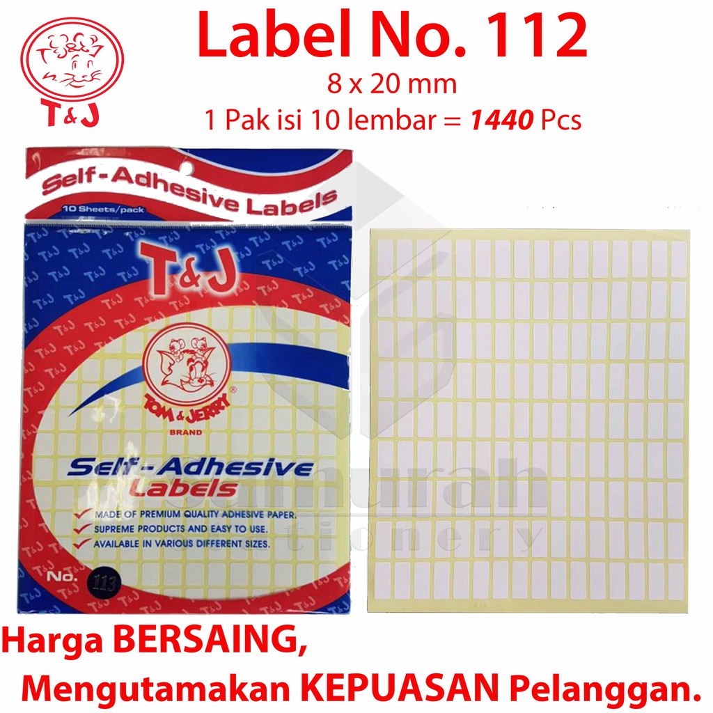 Jual Label Stiker Tom & Jerry / Sticker Tempel TJ No 99 100 103 104 105 107 108 109 112 120 121 ...
