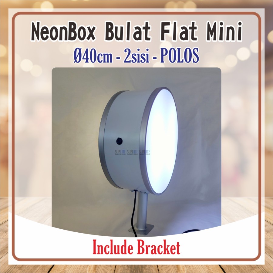 Jual Neon Box Bulat 40cm 2sisi Flat Polos + Bracket Tebal Frame 12cm ...