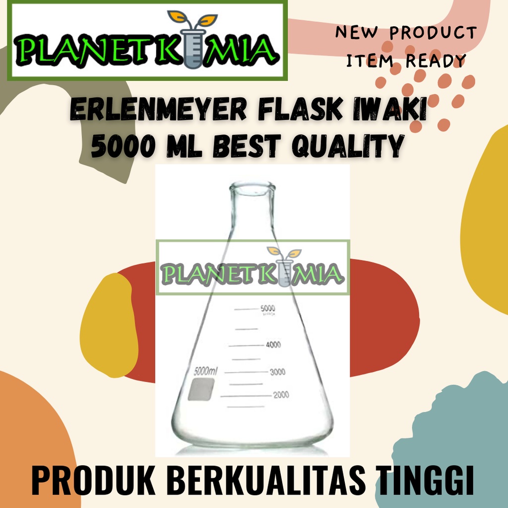 Jual Erlenmeyer Flask Iwaki 5000 ml / 5 liter 4980FK5000 Best Quality | Shopee Indonesia