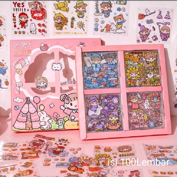 Jual Promo 100 Lembar Sticker Waterproof Lucu Cartoon Terbaru Box Besar ...
