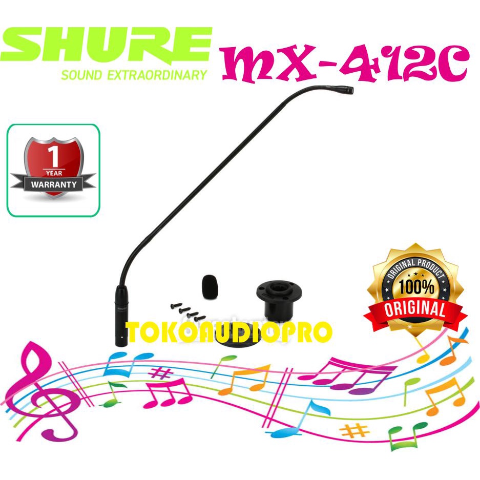 Jual Mic Shure MX412C 12 inch Cardioid Gooseneck Microphone with Preamp ...
