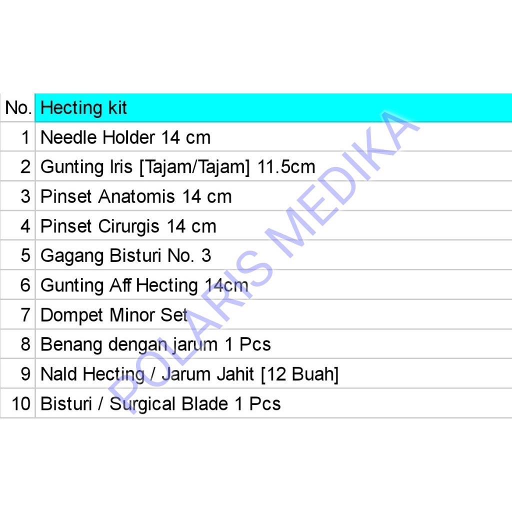 Jual HECTING KIT INSTRUMEN SET / HEKTING SET / MINOR SUTURE SET ...
