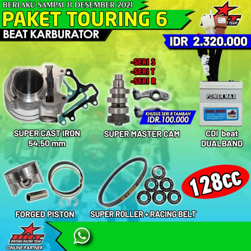 Jual PAKET TOURING 6 BRT BEAT KARBU SCOOPY KARBU BLOK CAST IRON+PISTON FORGED 54,50 MASTER CAM ...