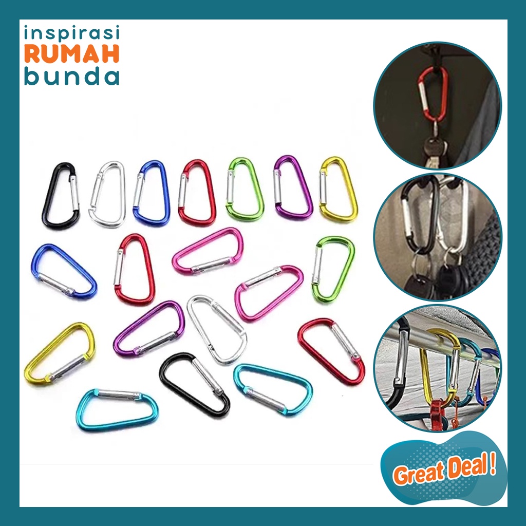 Jual Carabiner Gantungan Kunci Aluminium Alloy 5 D shape | Shopee Indonesia