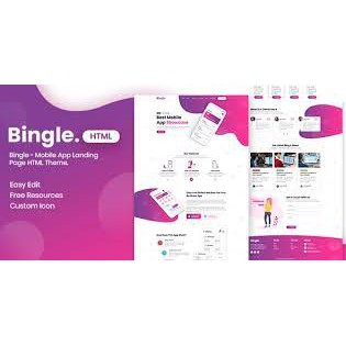 Jual Bingle - Mobile App Landing Page HTML Theme | Shopee Indonesia