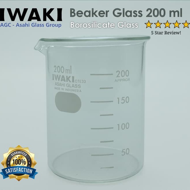 Jual Iwaki Pyrex Beaker Glass Low Form Gelas Kimia Gelas Takar - 200 ml | Shopee Indonesia