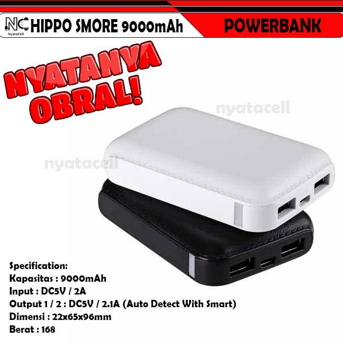 Jual Powerbank Hippo Smore 9000mAh Simple Pack Power Bank 9000 mAh ...