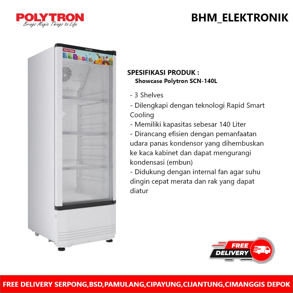 Jual SHOWCASE POLYTRON SCN 140 L 3 RAK PENDINGIN MINUMAN POLYTRON LOW ...