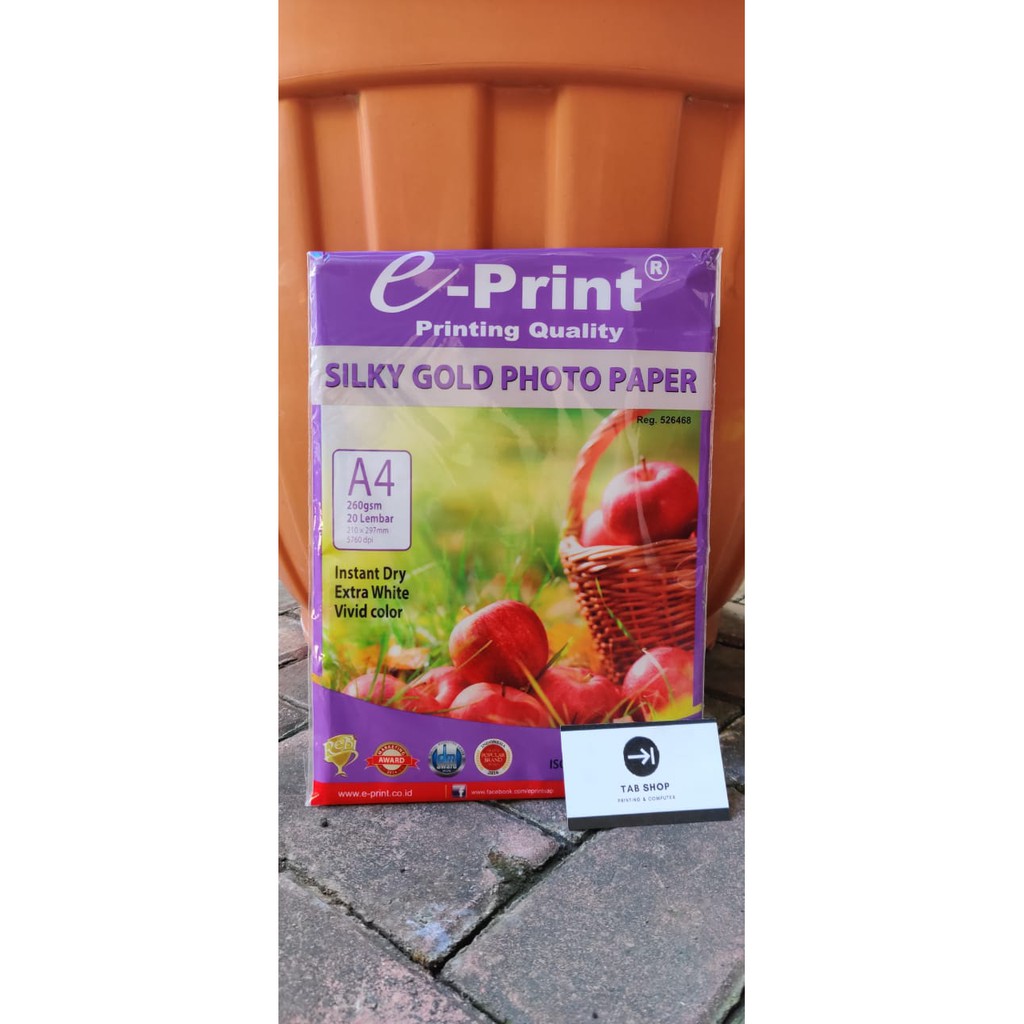 Jual TAB SHOP - EPRINT SILKY GOLD PHOTO PAPER A4 260 GSM 20 LEMBAR - E ...