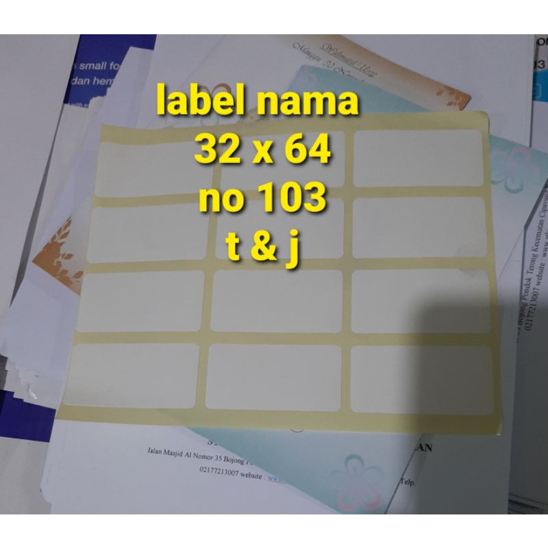 Jual LABEL NAMA 103 SATUAN | Shopee Indonesia