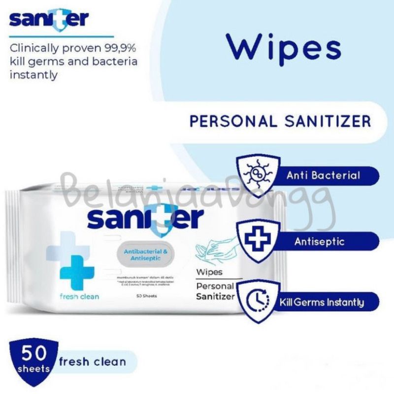 Jual SANITER WIPES PERSONAL SANITIZER 50s - TISU BASAH SANITER - TISSUE ...
