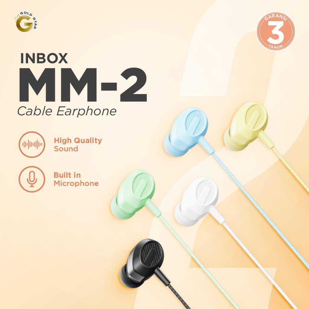 Jual Headset Inbox MM-2 Cable Earphone dengan Mic untuk Telepon GARANSI ...