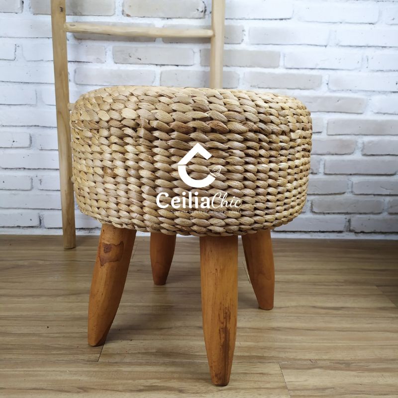 Jual Kursi Stool Sofa Anyam Anyaman Enceng Gondok Bubut D 40 / Dekorasi ...