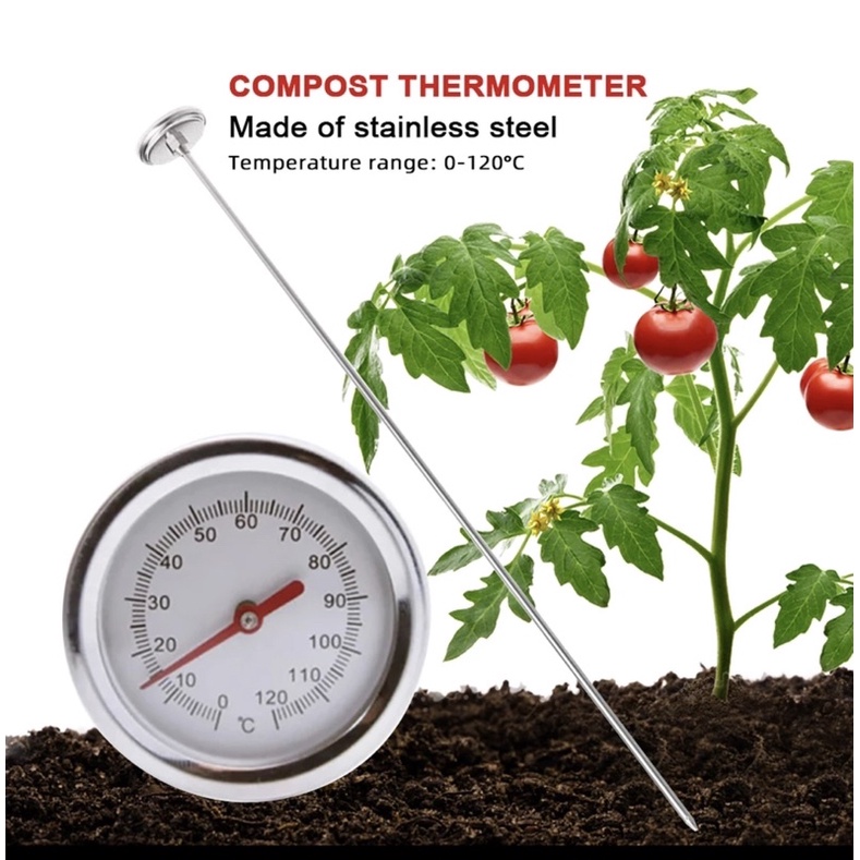 Jual Soil Thermometer 500mm Long Probe Stainless Steel Compost 0-120 ...