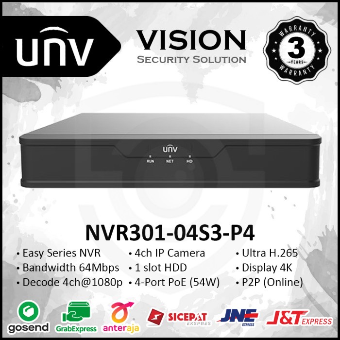 Jual NVR IP Uniview UNV 4ch POE NVR301-04S3-P4 1 HDD Ultra H.265 Easy ... Jual NVR IP Uniview UNV 4ch POE NVR301-04S3-P4 1 HDD Ultra H.265 Easy ...