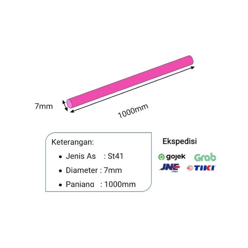 Jual As Besi ST41 Diameter 7mm x Panjang 1000mm | Shopee Indonesia