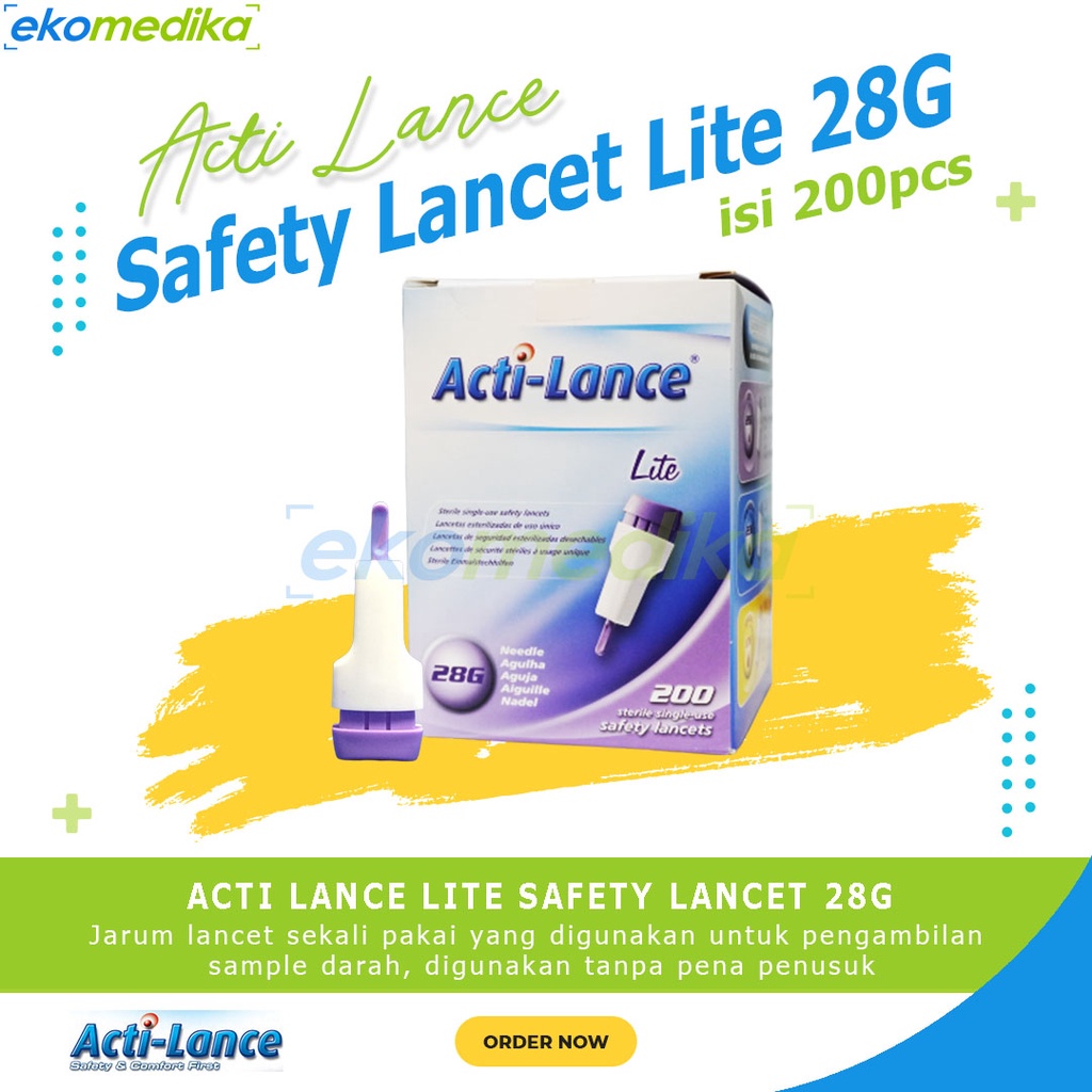 Jual Safety Lancet Acti-Lance (Lite) 28G x 1.5MM Safety Lancet 200s / Acti Lancet / Acti Lance ...