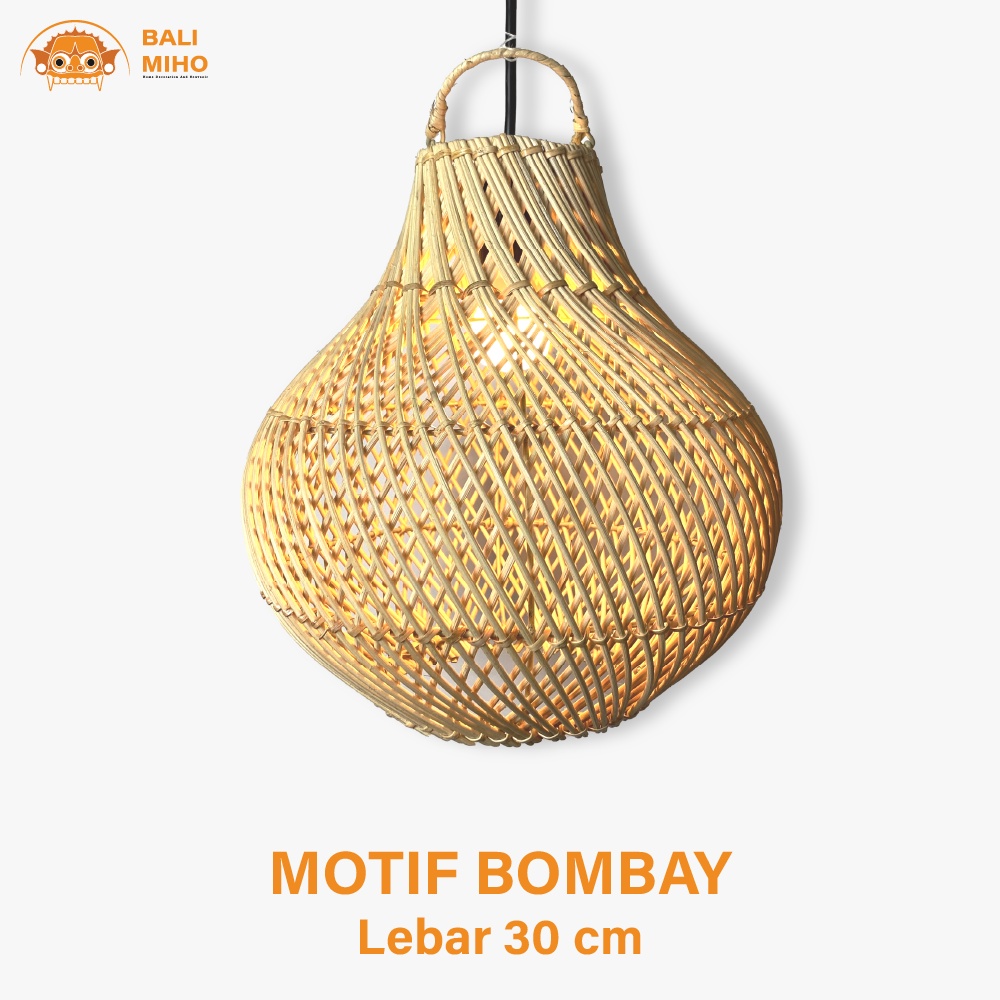 Jual Kap Lampu Rotan Model Bawang Bombay Kap Lampu Cafe Kafe Rattan ...