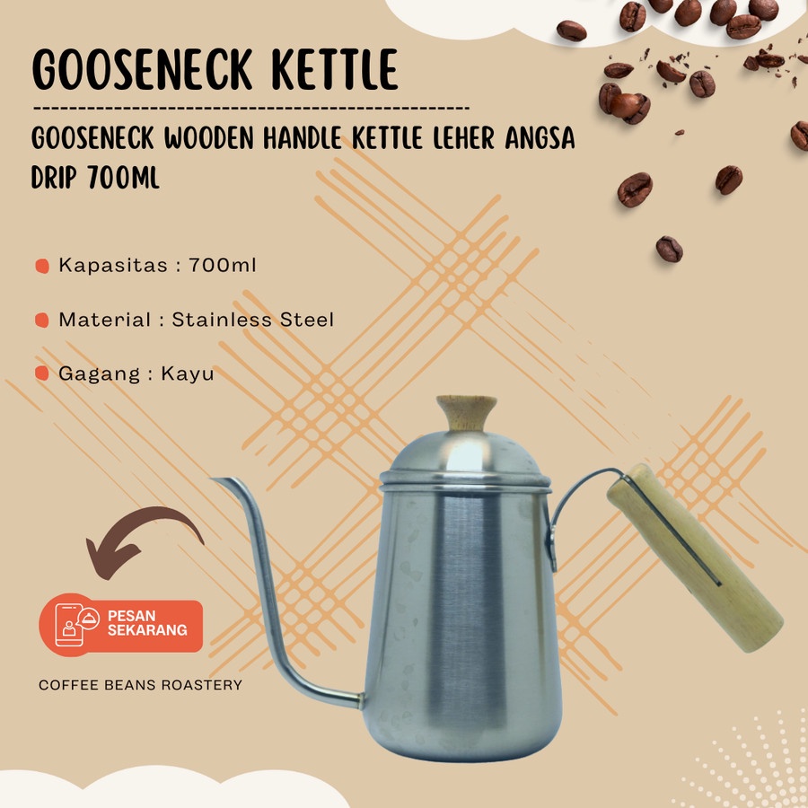 Jual COFFEE GOOSENECK Wooden HANDLE Stainless KETTLE Leher ANGSA DRIP ...